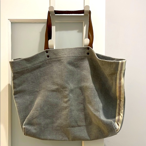 Lewis & Sheron | Bags | Lewis Sheron Gray Linen Corse Shoulder Sac W ...